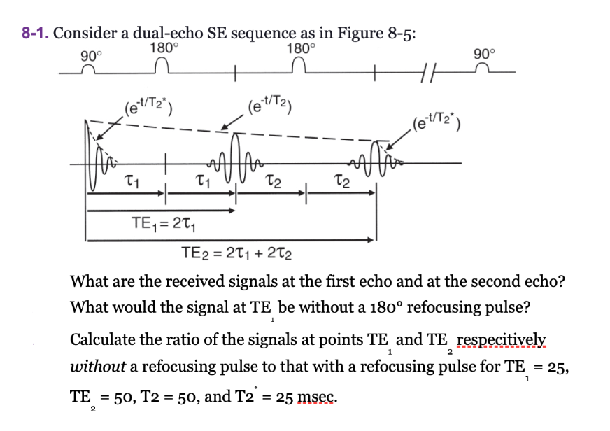 Solved 8-1. Consider a dual-echo SE sequence as in Figure | Chegg.com