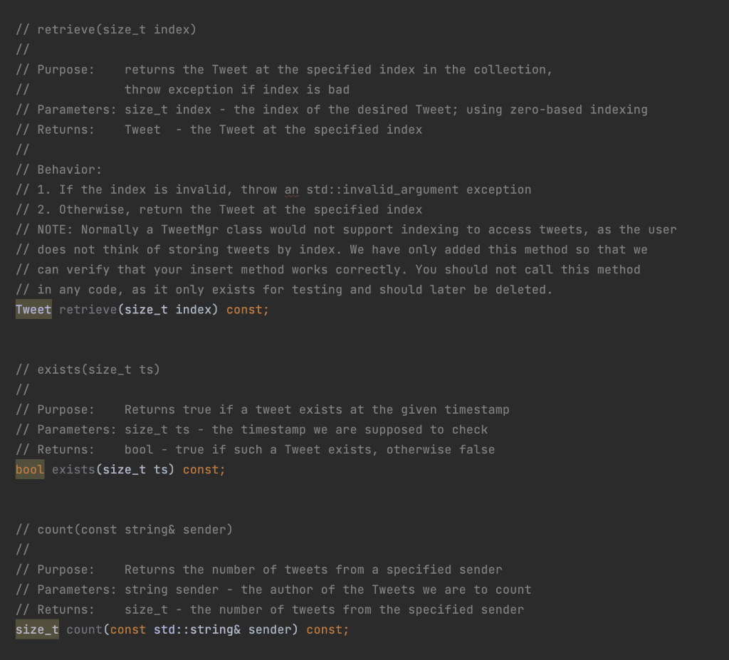Help me correct the methods pasted below. The .h file | Chegg.com