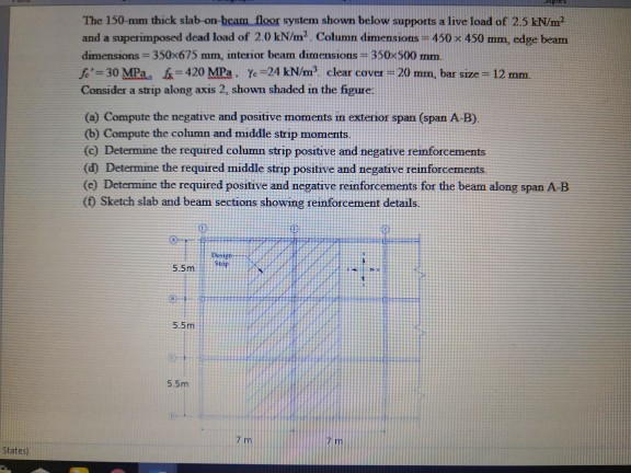 Solved The 150-mm thick slab-on-beam floor system shown | Chegg.com