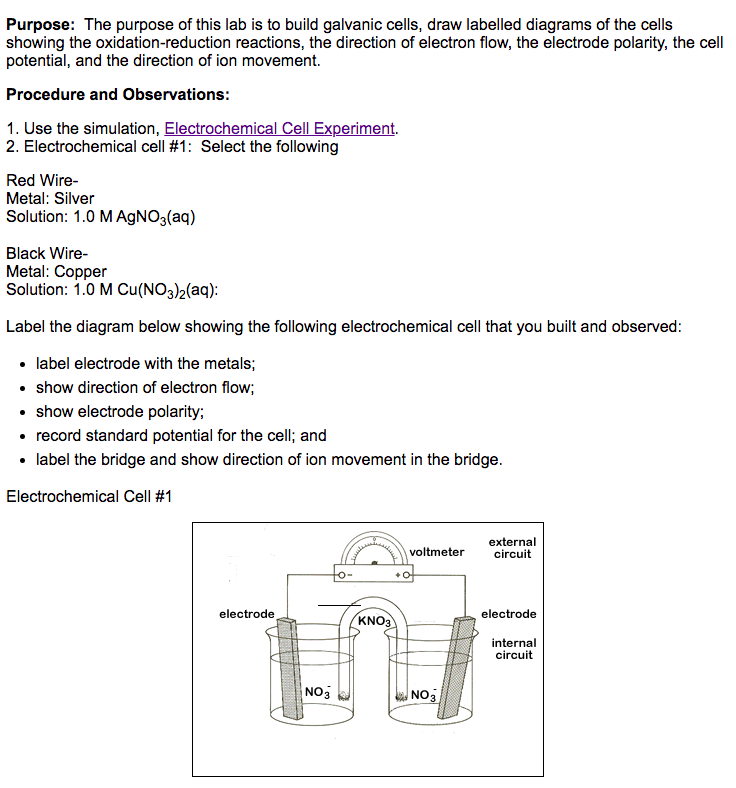Solved Purpose: The purpose of this lab is to build galvanic | Chegg.com