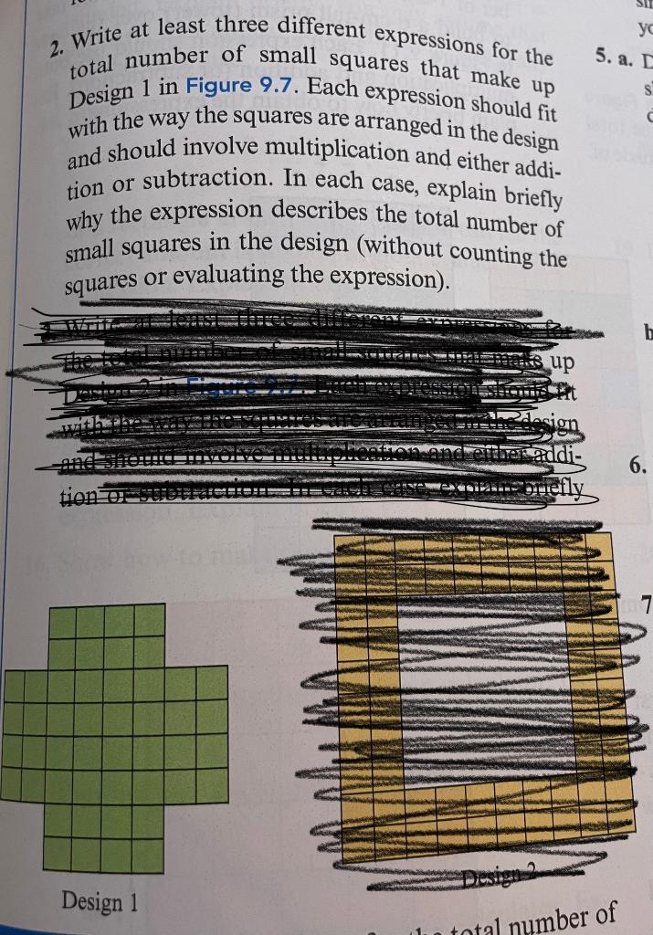 Solved УС 5. a. S way the squares are arranged in the design | Chegg.com
