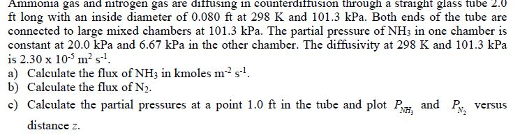 Solved Ammonia gas and nitrogen gas are diffusing in | Chegg.com