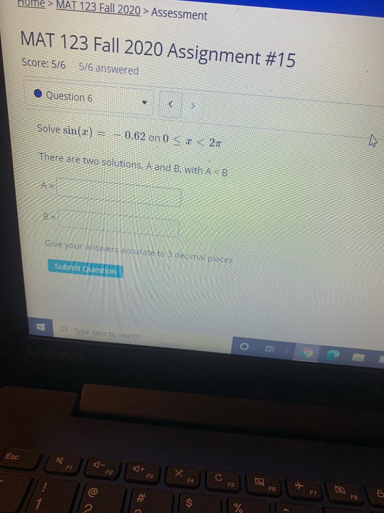 Solved Home > MAT 123 Fall 2020 > Assessment MAT 123 Fall | Chegg.com