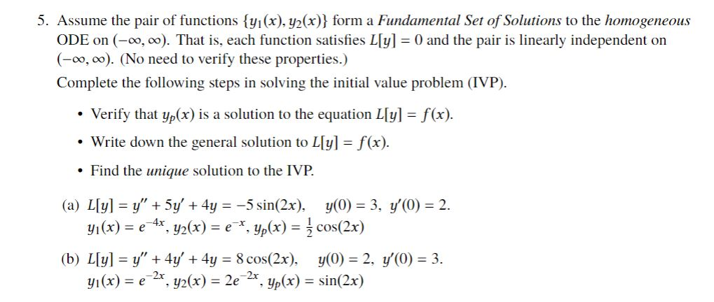 Solved 5. Assume the pair of functions {y1(x), y2(x)} form a | Chegg.com