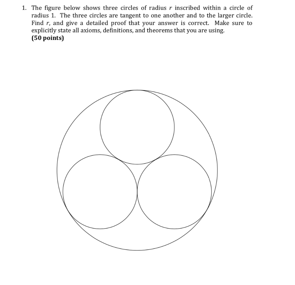Solved 1. The figure below shows three circles of radius r | Chegg.com