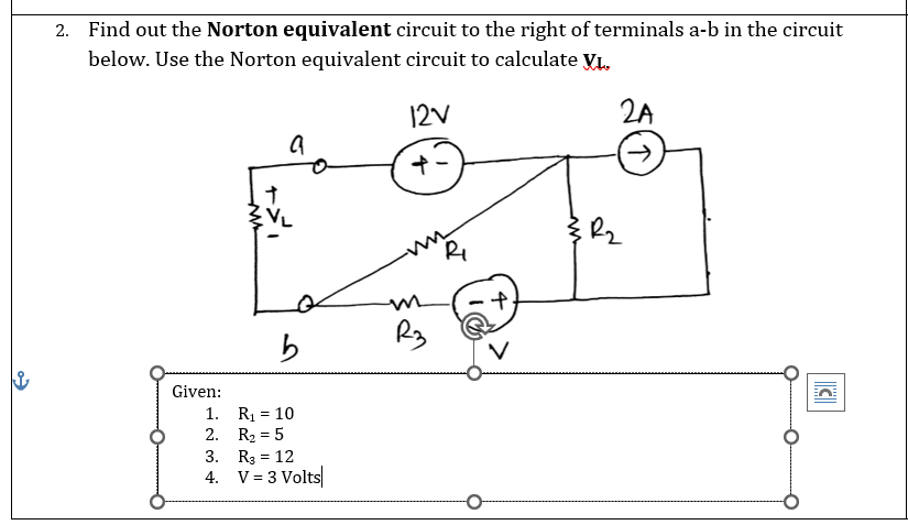 Solved ده 2. Find out the Norton equivalent circuit to the | Chegg.com