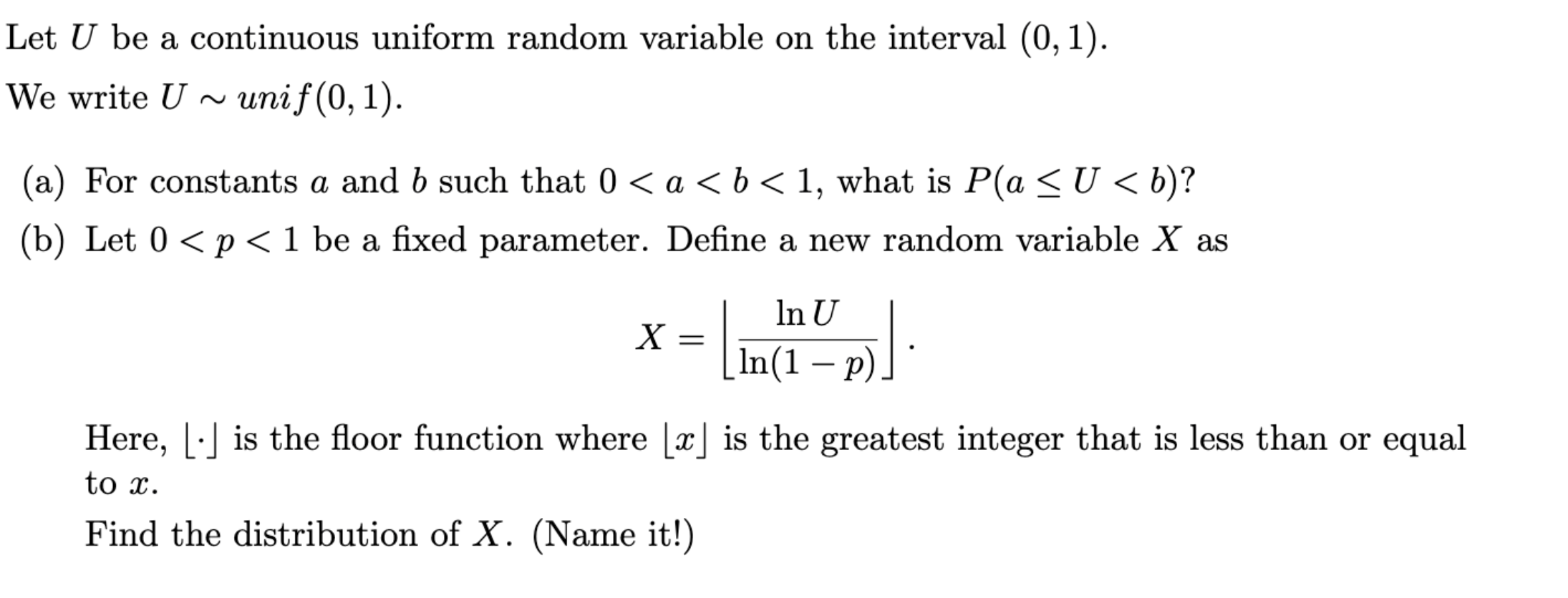 Solved Let U be a continuous uniform random variable on the | Chegg.com