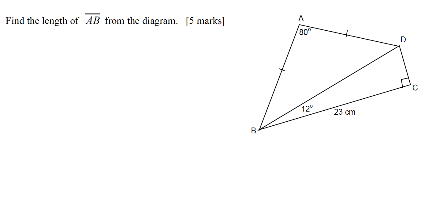 Solved Find the length of AB from the diagram. [5 marks] A | Chegg.com