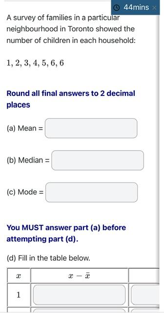 Solved A survey of families in a particular neighbourhood in | Chegg.com