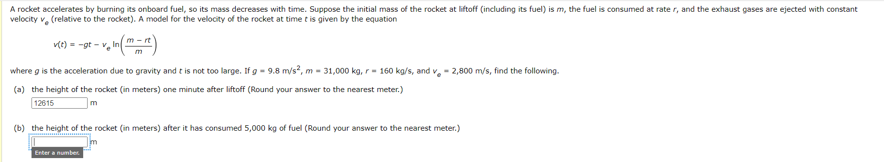 Solved velocity ve (relative to the rocket). ﻿A model for | Chegg.com