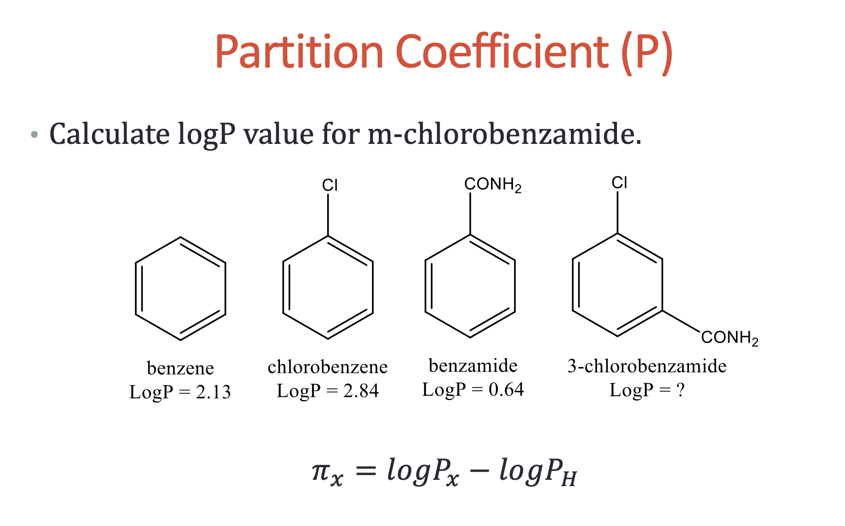 Solved Partition Coefficient (P)Calculate logP ﻿value for | Chegg.com