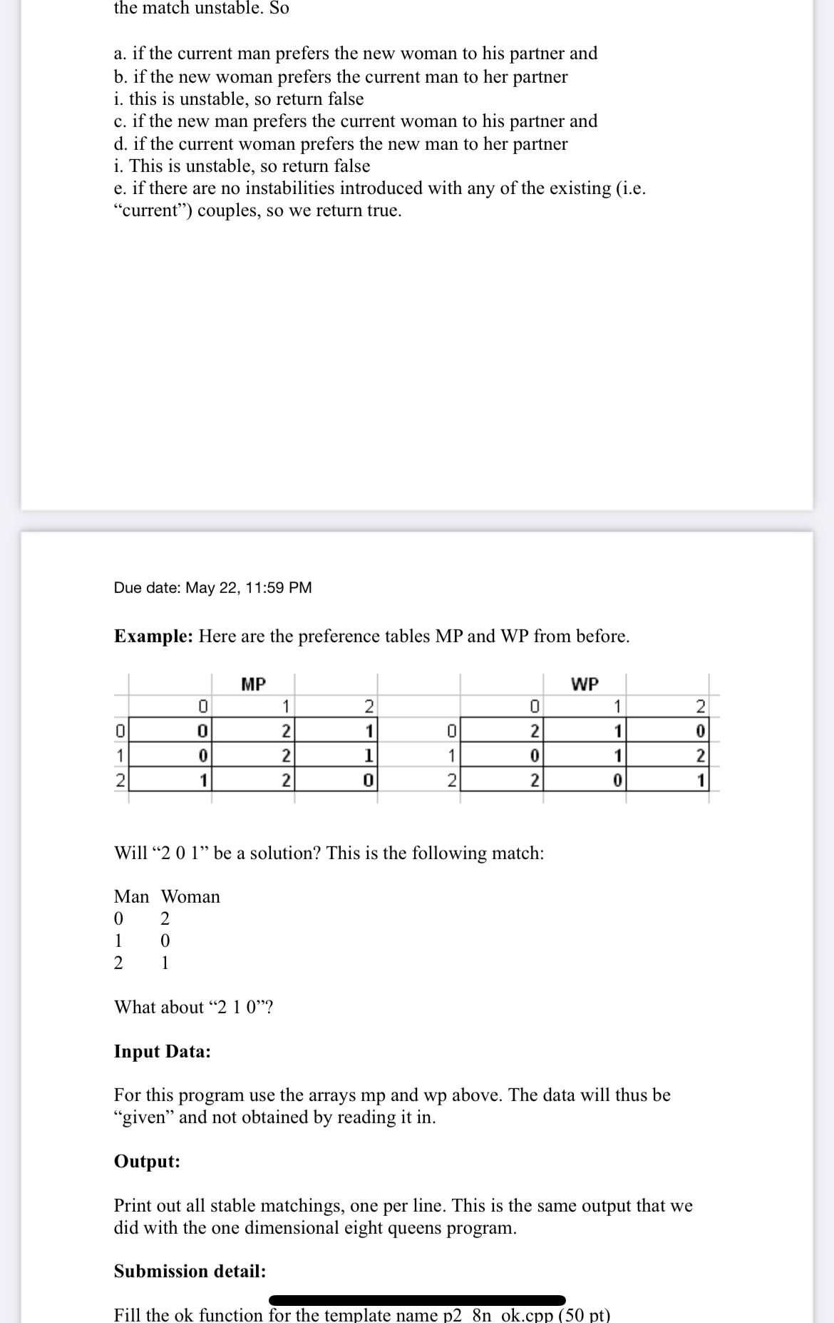 Solved The Problem: You have n men and n woman, and their | Chegg.com