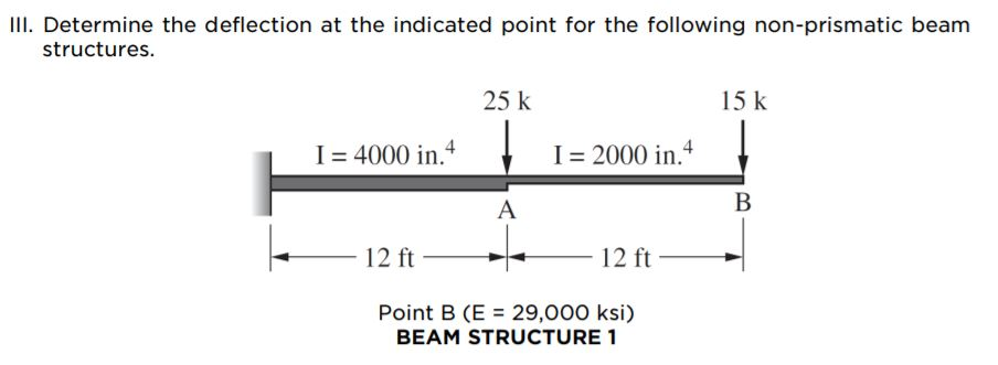 Solved III. Determine the deflection at the indicated point | Chegg.com