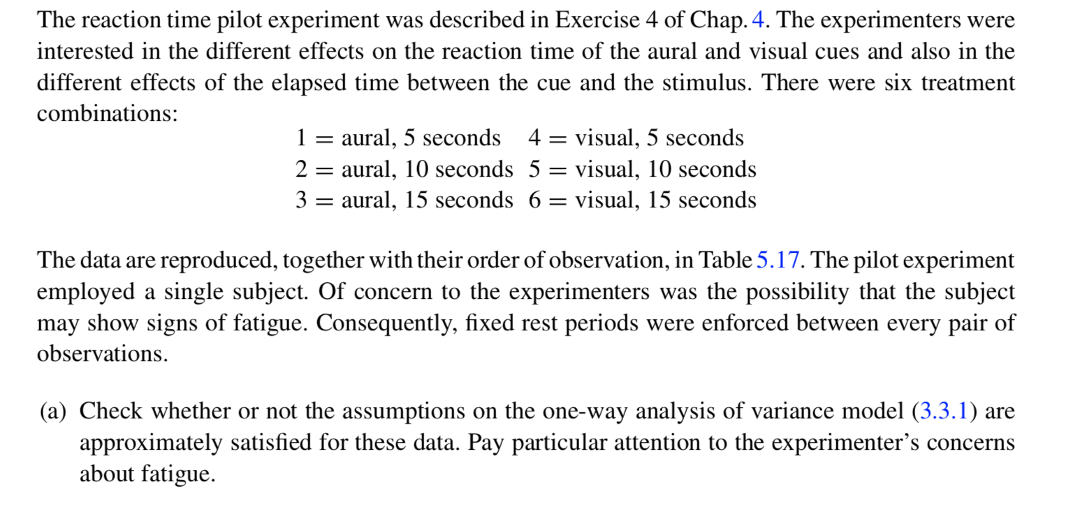 The reaction time pilot experiment was described in | Chegg.com