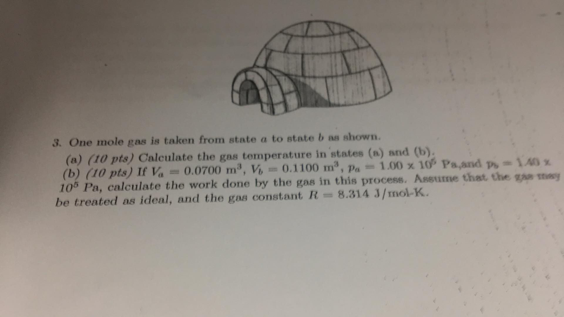 Solved 3. One mole gas is taken from state a to state b as | Chegg.com
