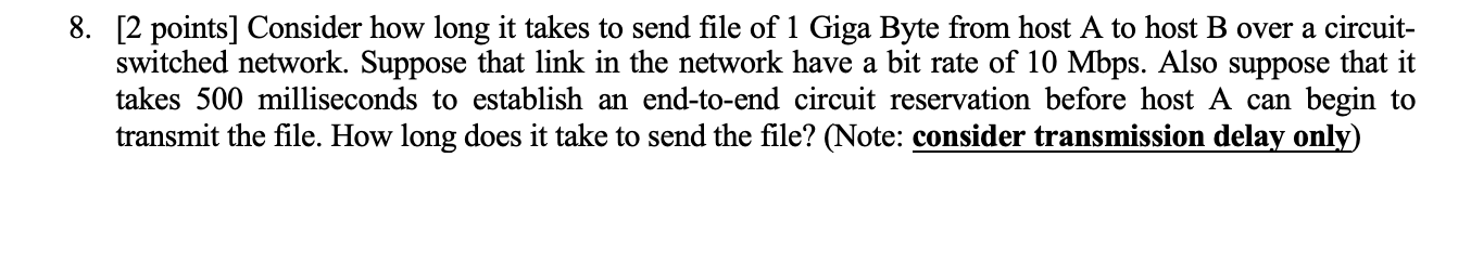 Solved 6. [2 points] Specify which transport layer protocol | Chegg.com