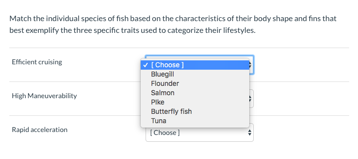Solved Match the individual species of fish based on the | Chegg.com