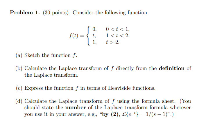 Solved Problem 1. (30 points). Consider the following | Chegg.com