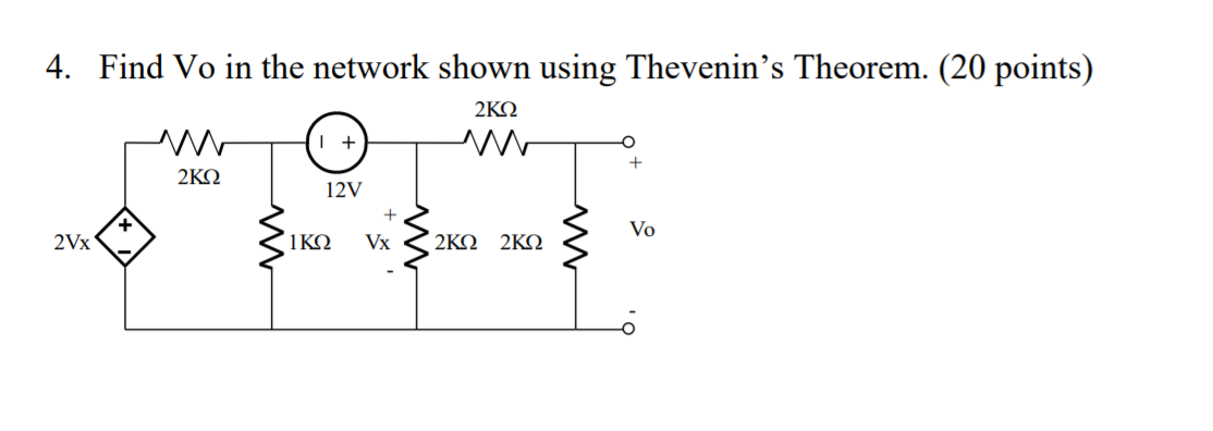 Solved 4. Find Vo in the network shown using Thevenin’s | Chegg.com