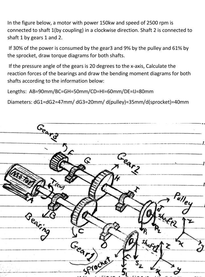 Solved In the figure below, a motor with power 150kw and | Chegg.com