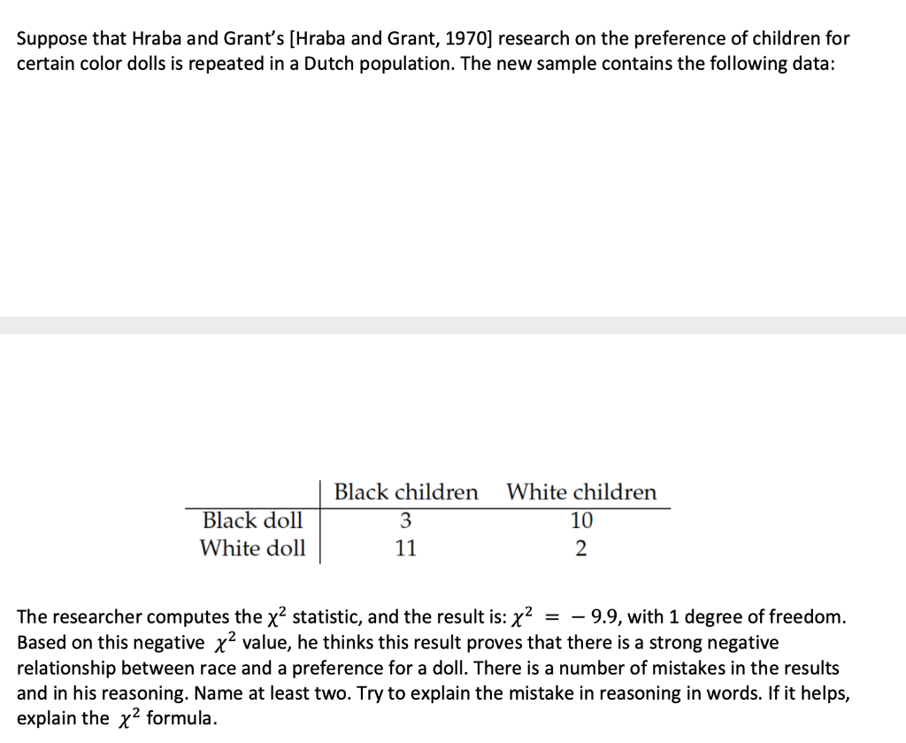 Solved Suppose that Hraba and Grant's [Hraba and Grant, | Chegg.com