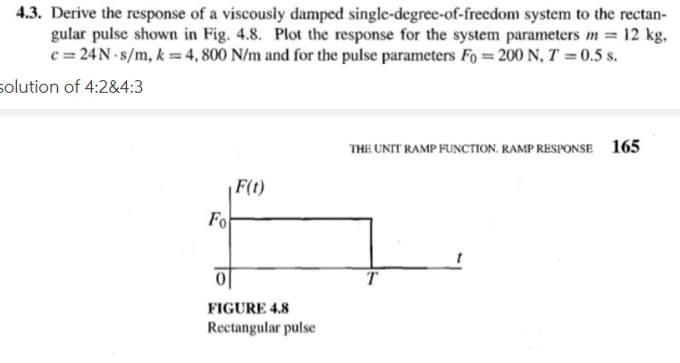 Solved 43 Derive The Response Of A Viscously Damped 
