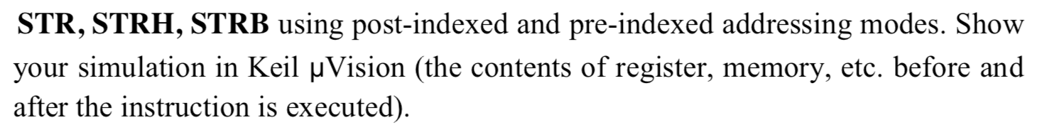 Solved STR, STRH, STRB using post-indexed and pre-indexed | Chegg.com