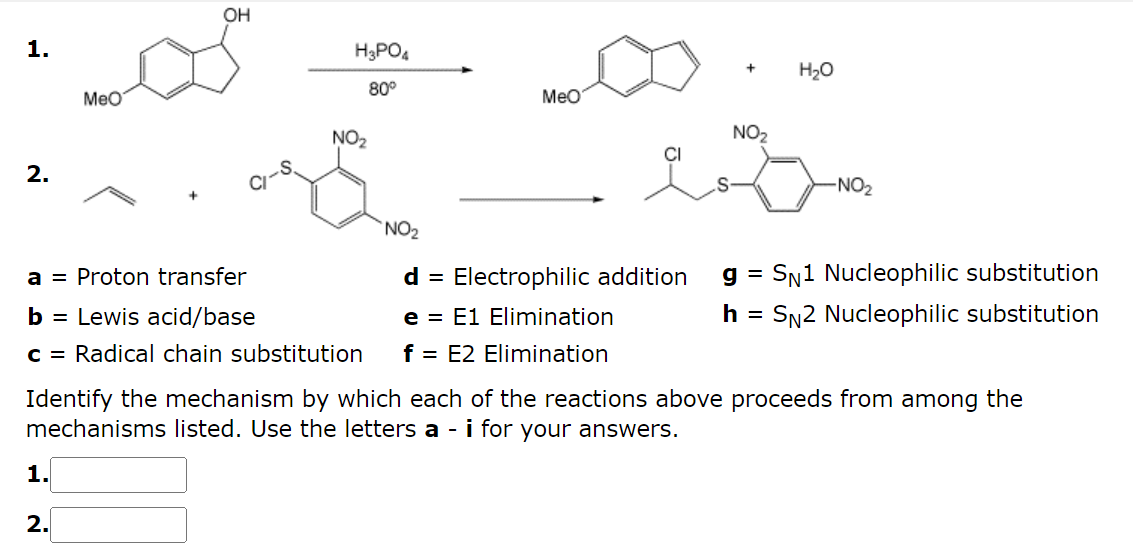 Solved OH 1. H3PO4 + H2O 80° Meo Meo NO2 NO2 2. Liens C-s | Chegg.com