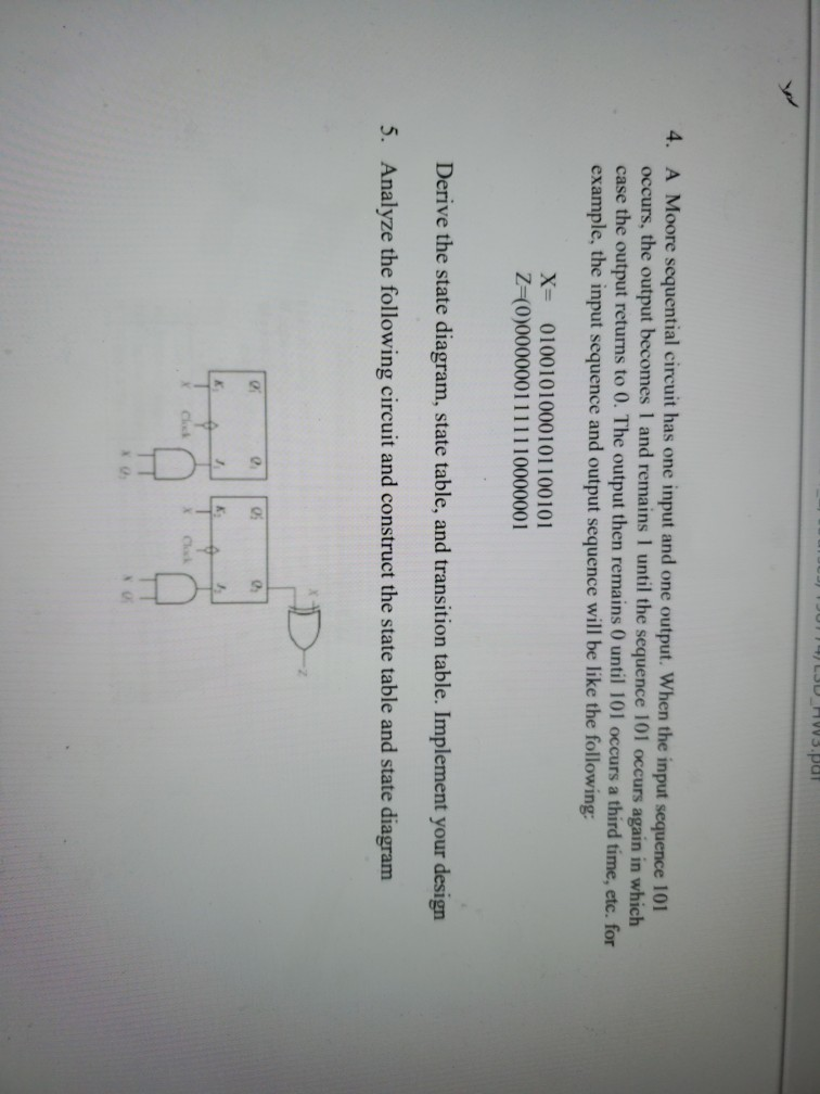 Solved Julsufv5par 4 A Moore Sequential Circuit Has One 