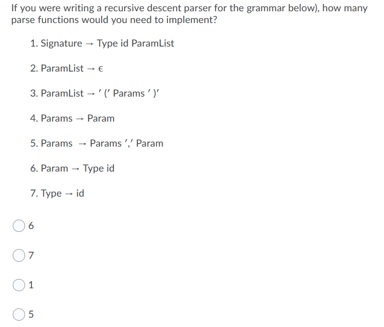 Solved If you were writing a recursive descent parser for | Chegg.com