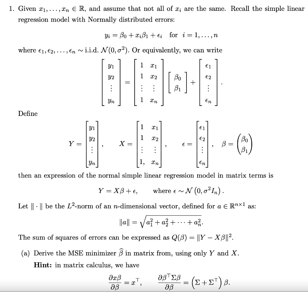 Solved Given x1,…,xn∈R, and assume that not all of xi are | Chegg.com