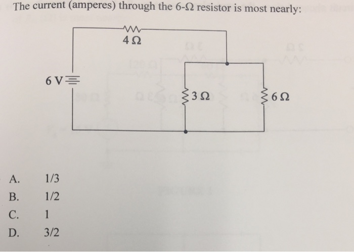 Solved The current (amperes) through the 6-Ohm resistor is | Chegg.com