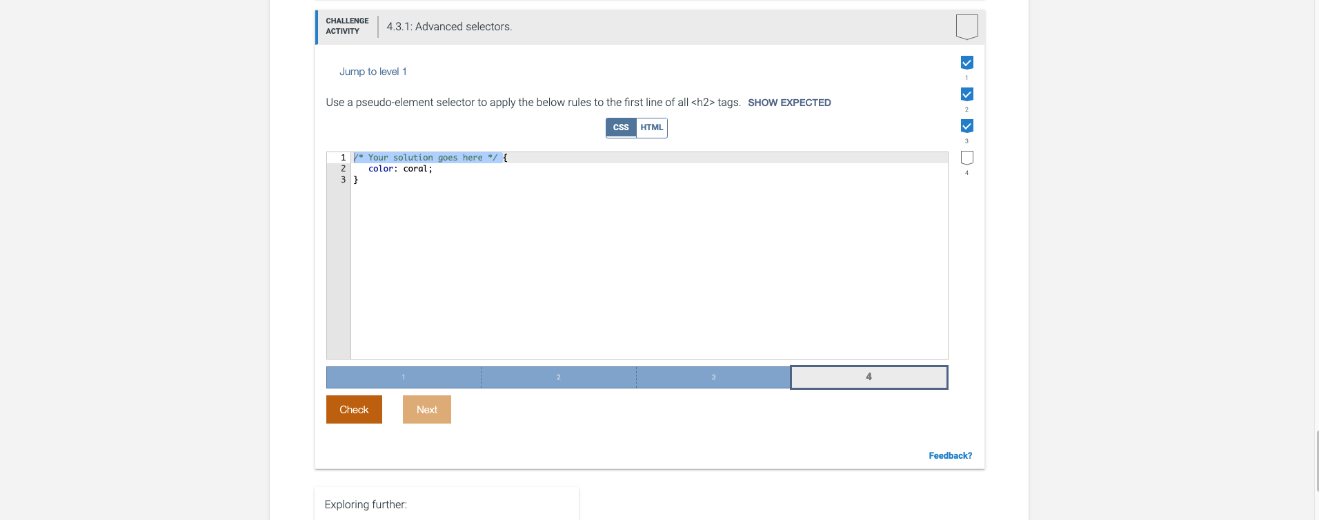 Solved CHALLENGE ACTIVITY 4.3.1: Advanced selectors. Jump to | Chegg.com Solved CHALLENGE ACTIVITY 4.3.1: Advanced selectors. Jump to | Chegg.com