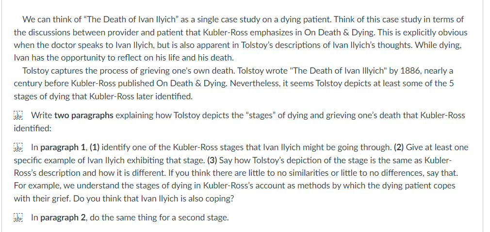 We can think of "The Death of Ivan Ilyich" as a | Chegg.com