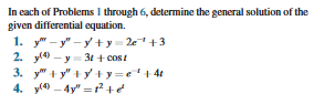 Solved In each of Problems 1 through 6, determine the | Chegg.com