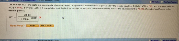 Solved The number N(t) of people in a community who are | Chegg.com