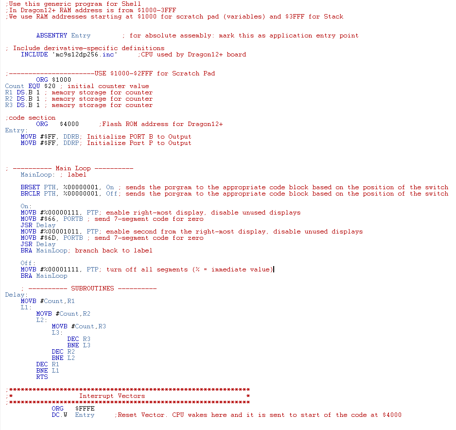 Assembly Programs for Testing Dragon12 on-board | Chegg.com