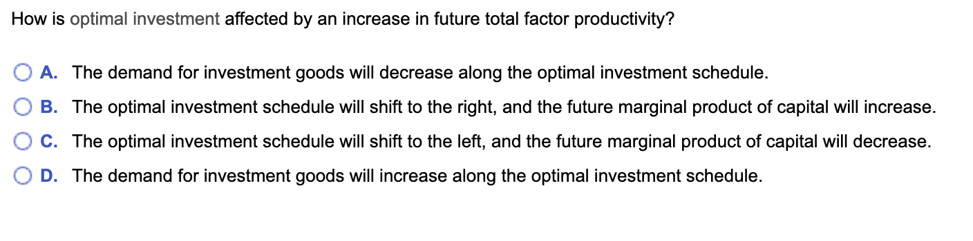 Solved How is optimal investment affected by an increase in | Chegg.com