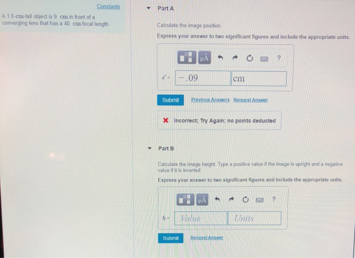 Solved Part A A 1.0-cm-tall object is 9 cm in front of a | Chegg.com
