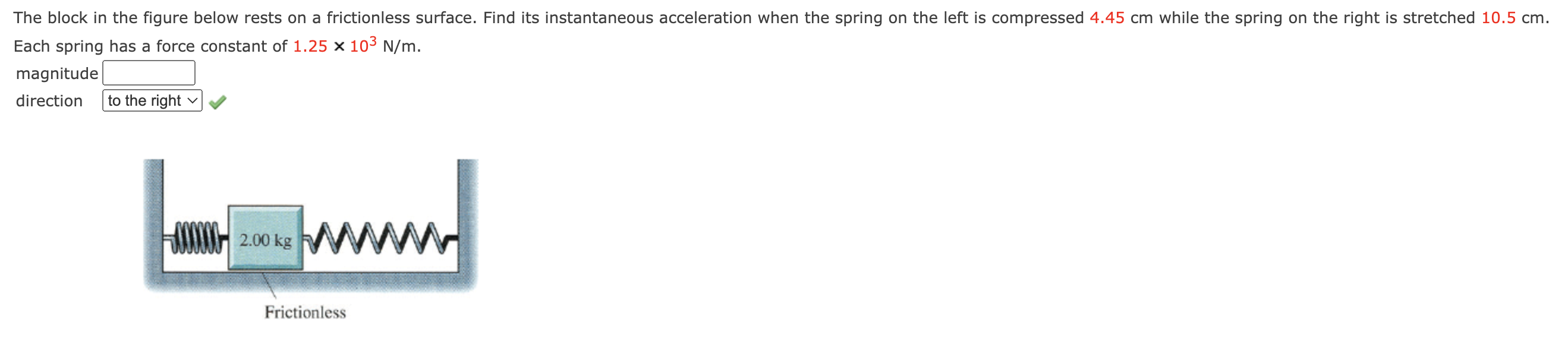 Solved Each spring has a force constant of 1.25×103 N/m. | Chegg.com