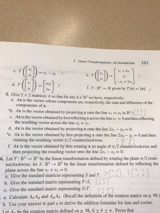 Solved 2 Linear Transformations An Introduction 101 C T X1
