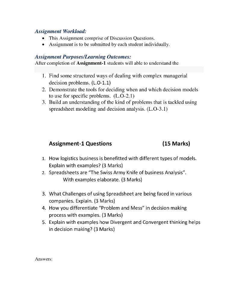 Solved Assignment Workload: - This Assignment comprise of | Chegg.com