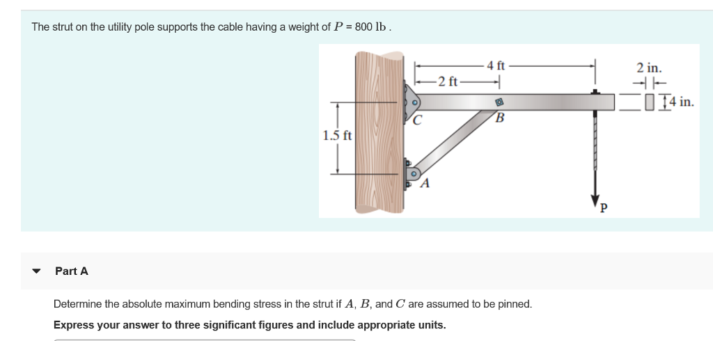 Solved The strut on the utility pole supports the cable | Chegg.com