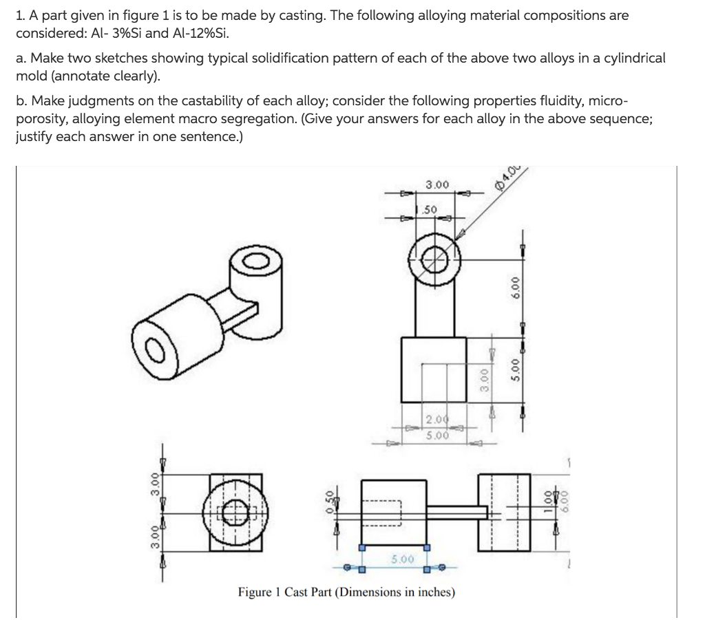 Solved 1. A part given in figure 1 is to be made by casting. | Chegg.com