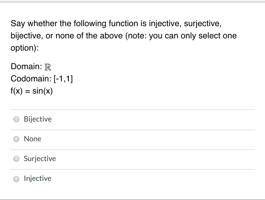 Solved Say whether the following function is injective, | Chegg.com