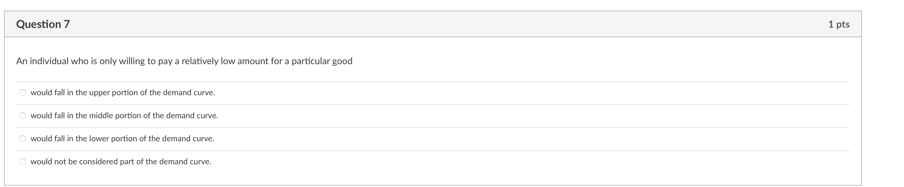 Solved Question 7An individual who is only willing to pay a | Chegg.com