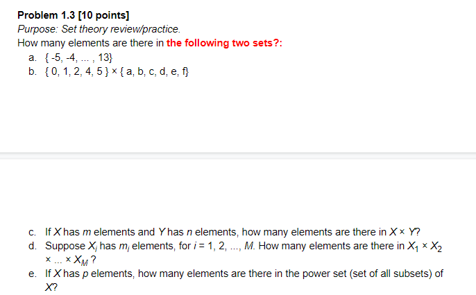 Solved Problem 1.3 [10 points] Purpose: Set theory | Chegg.com
