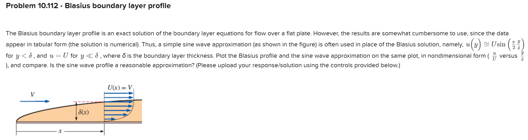 Solved by an EXPERT Problem 10.112 - ﻿Blasius boundary layer profileThe | Chegg.com