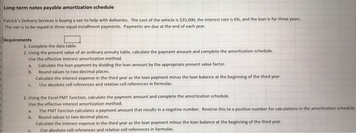 Solved Long-term notes payable amortization schedule | Chegg.com