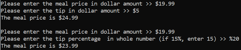 Solved Using C#, Create a program named MealPriceCalculation | Chegg.com